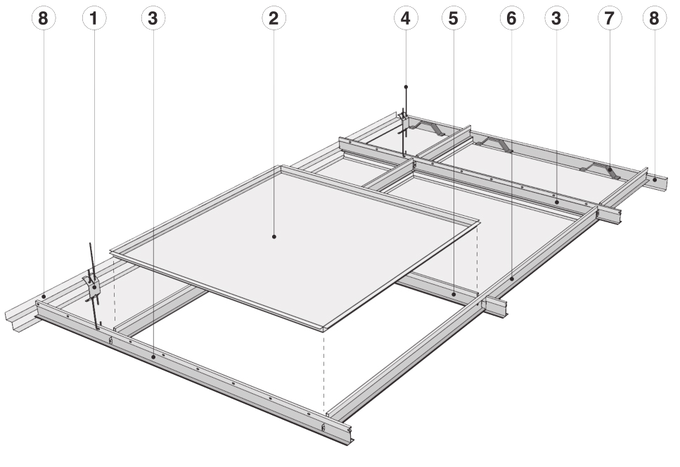 Exposed Ceiling Lay-in System – Technomec