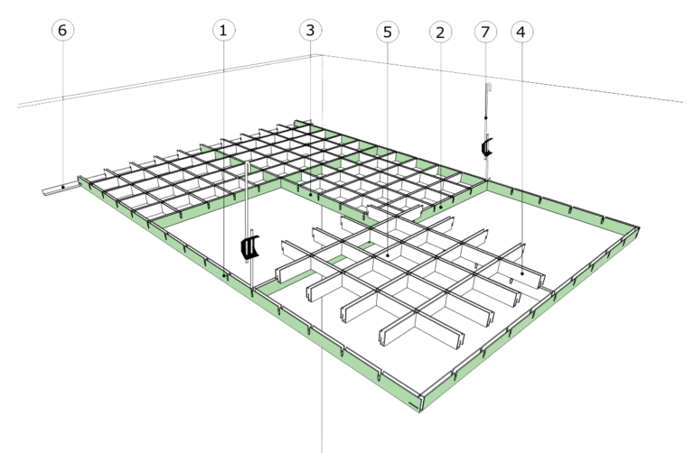 OPEN CELL GRID CEILING – Technomec