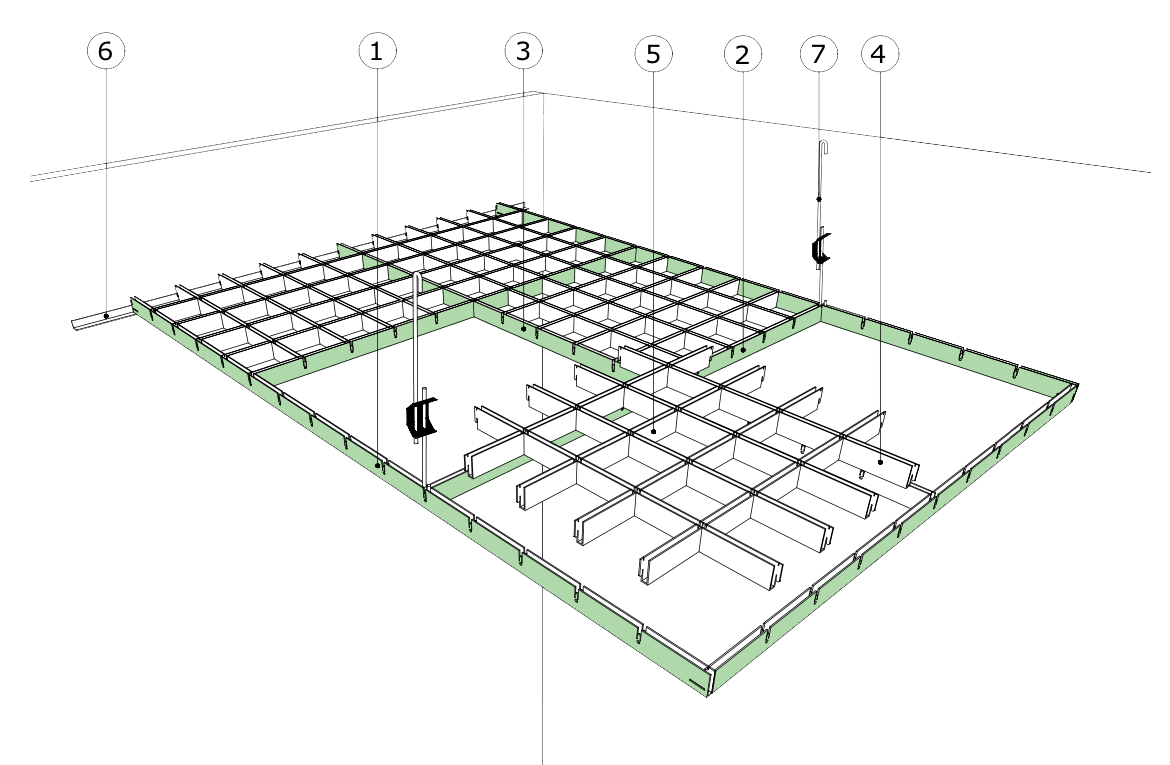 OPEN CELL GRID CEILING – Technomec