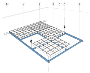 OPEN CELL GRID CEILING – Technomec