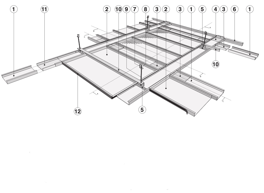 Beam Grid Ceiling(Perpendicular Beam System) – Technomec